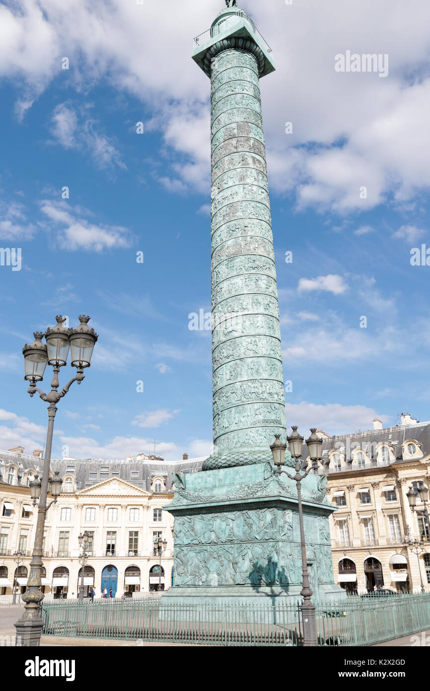 Paris, France: outdoor view of Place Vendome, big square famous for its ...