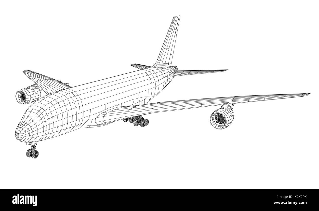 Airplane in wire-frame style Stock Vector Image & Art - Alamy