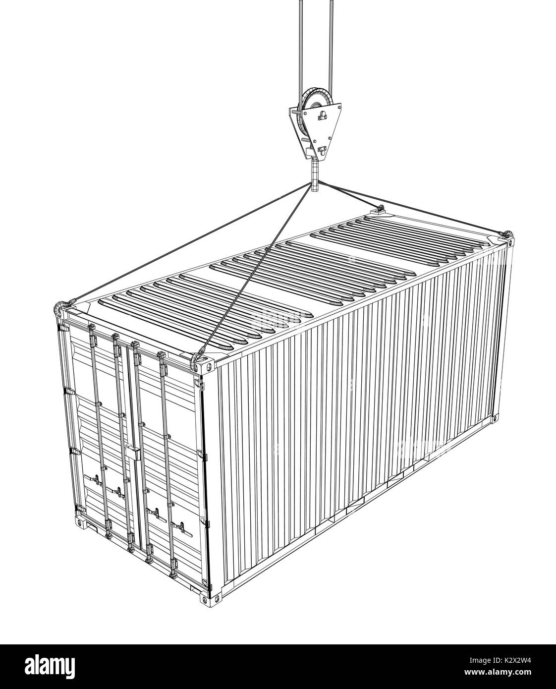 Cargo Container Hanging On Hook Of Crane Stock Vector Image And Art Alamy