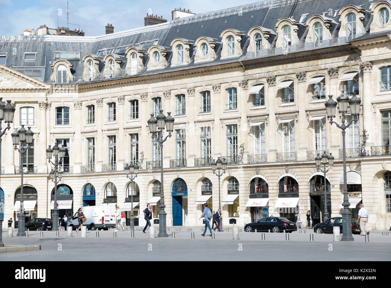 Paris, France: outdoor view of Place Vendome, big square famous for its ...