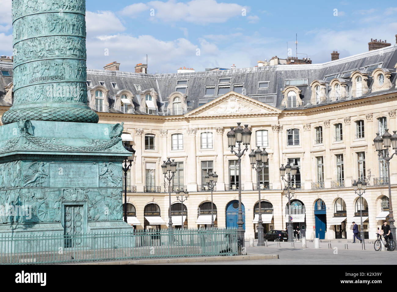 Paris, France: outdoor view of Place Vendome, big square famous for its ...