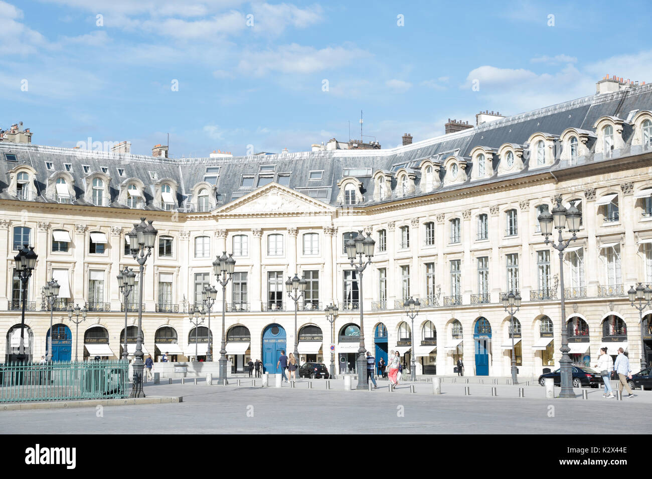 Paris, France: outdoor view of Place Vendome, big square famous for its ...