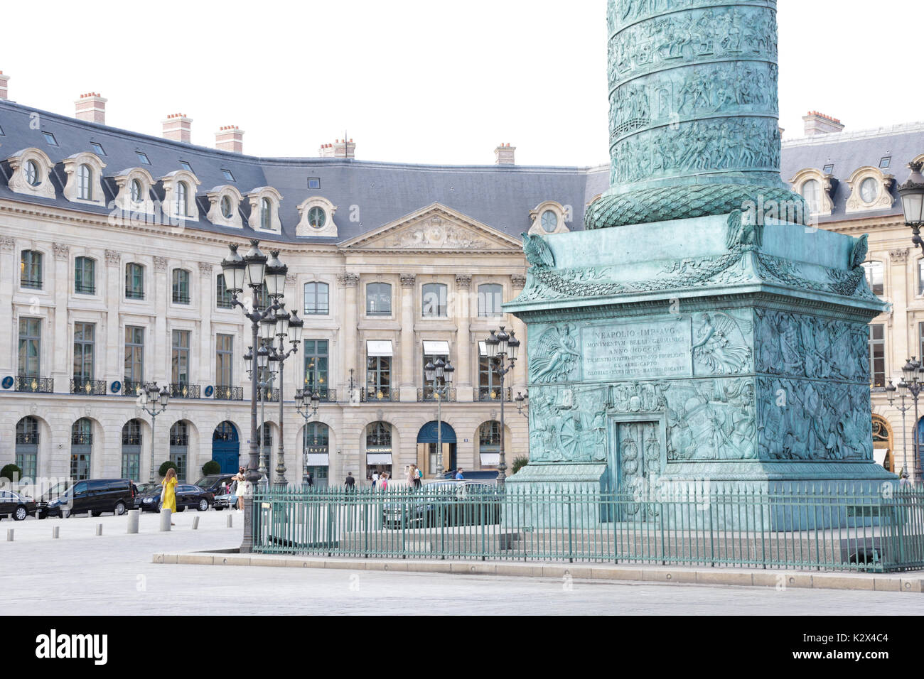Paris, France: outdoor view of Place Vendome, big square famous for its ...