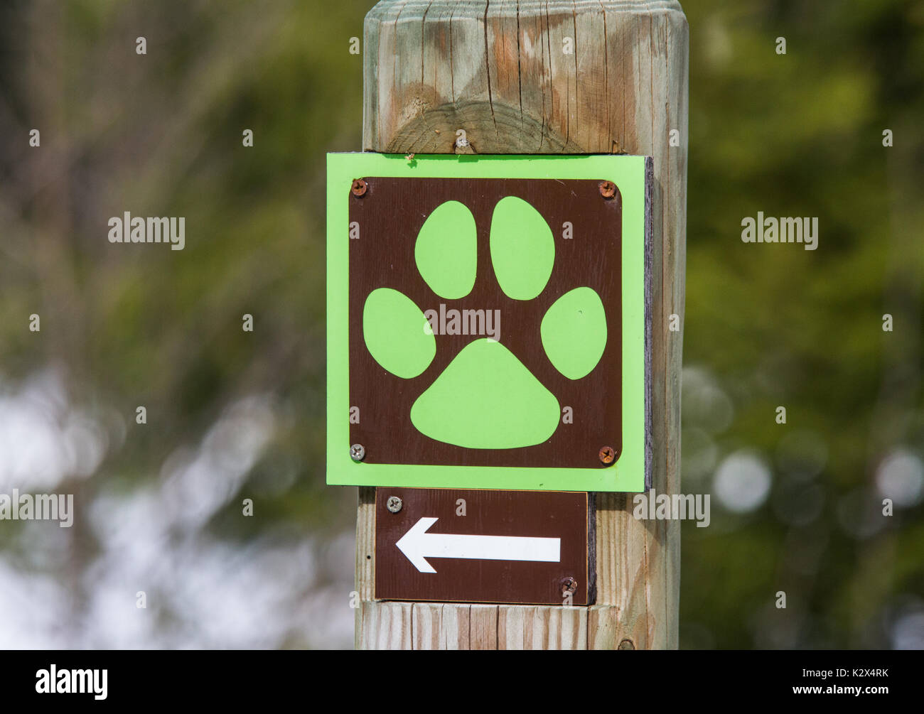 Colorful signs in a nature park at winter Stock Photo - Alamy