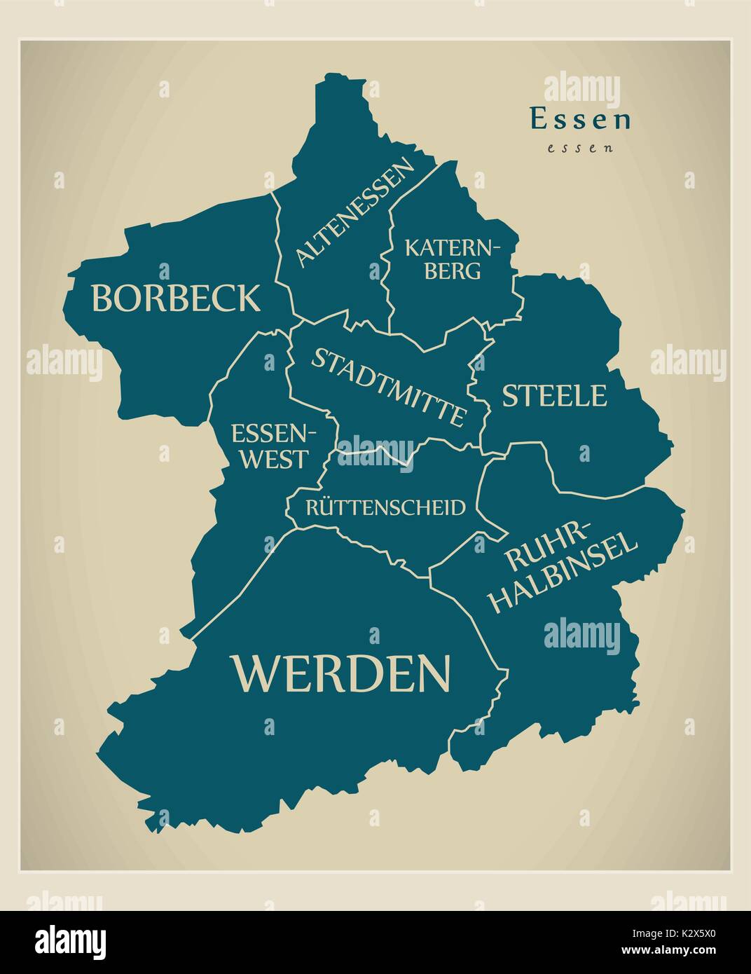 Modern City Map - Essen city of Germany with boroughs and titles DE Stock Vector Image & Art - Alamy