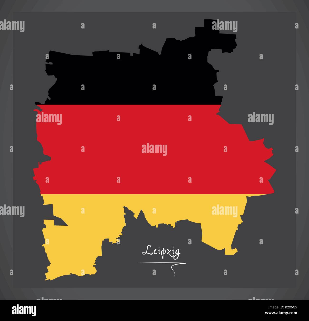 Leipzig map with German national flag illustration Stock Vector Image ...