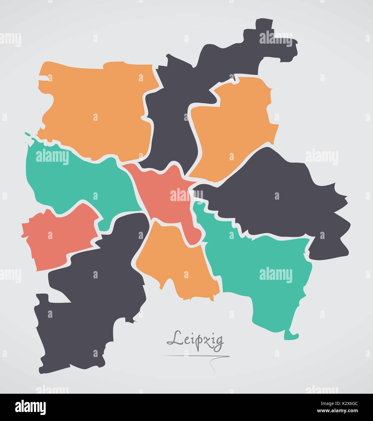 Leipzig Map with boroughs and modern round shapes Stock Vector Image & Art - Alamy