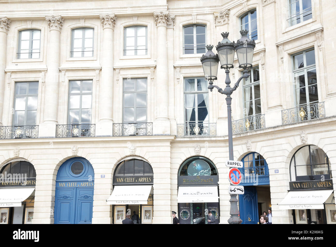 Paris, France: outdoor view of Place Vendome, big square famous for its ...