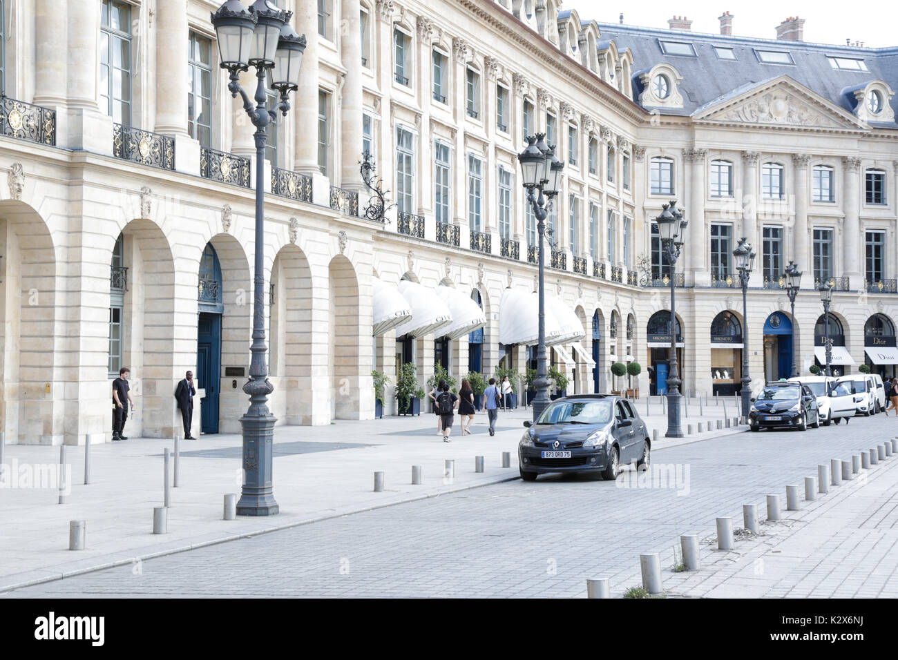 Paris, France: outdoor view of Place Vendome, big square famous for its ...