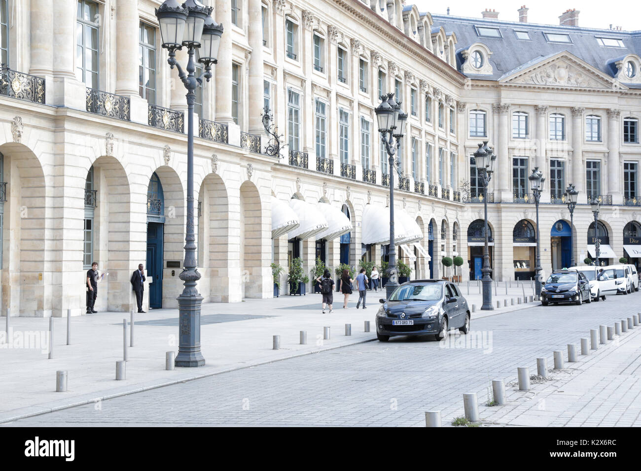 Paris, France: outdoor view of Place Vendome, big square famous for its ...