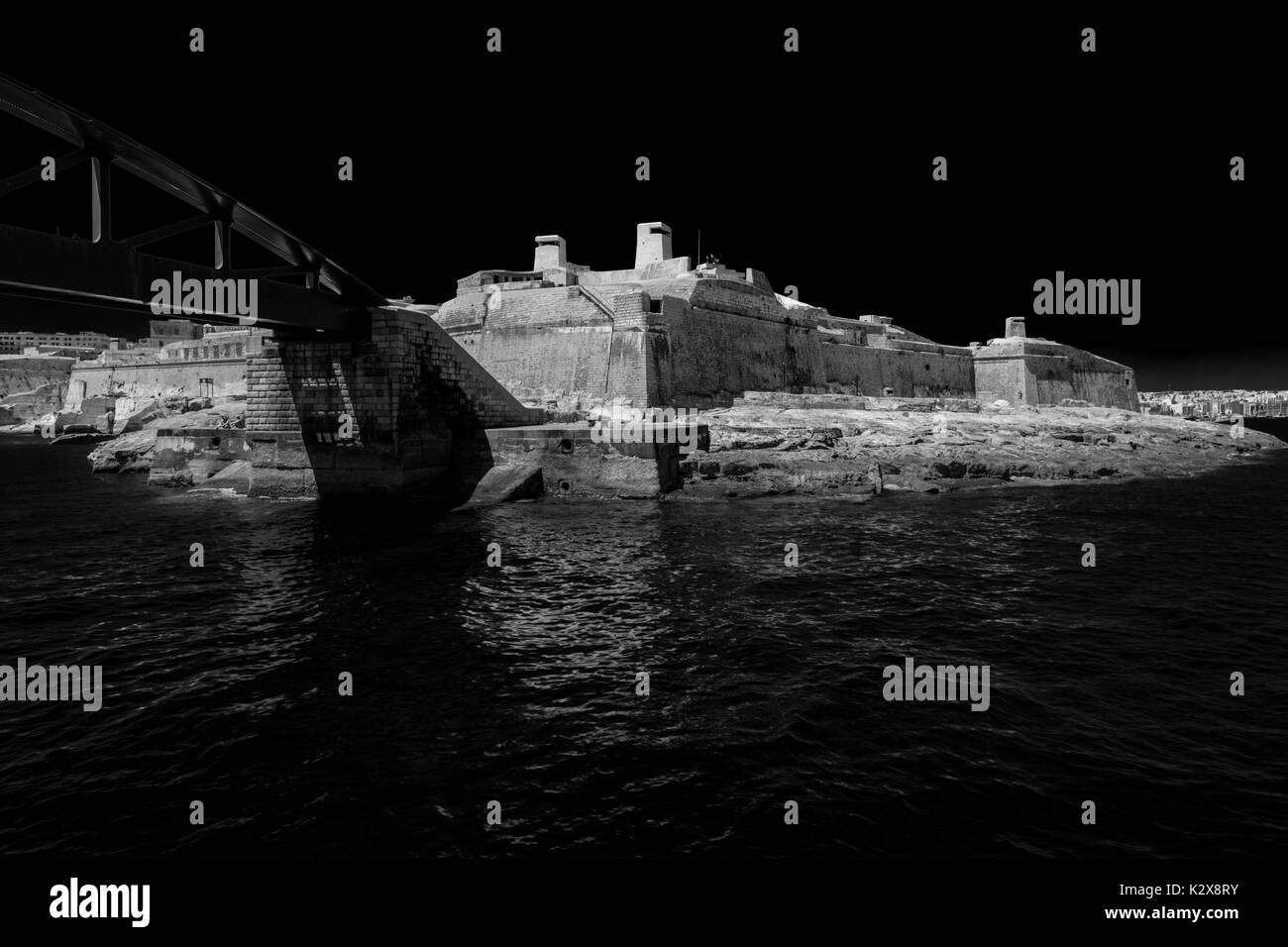 Black and White view of Fort St Elmo, Valletta, Malta, from the ...