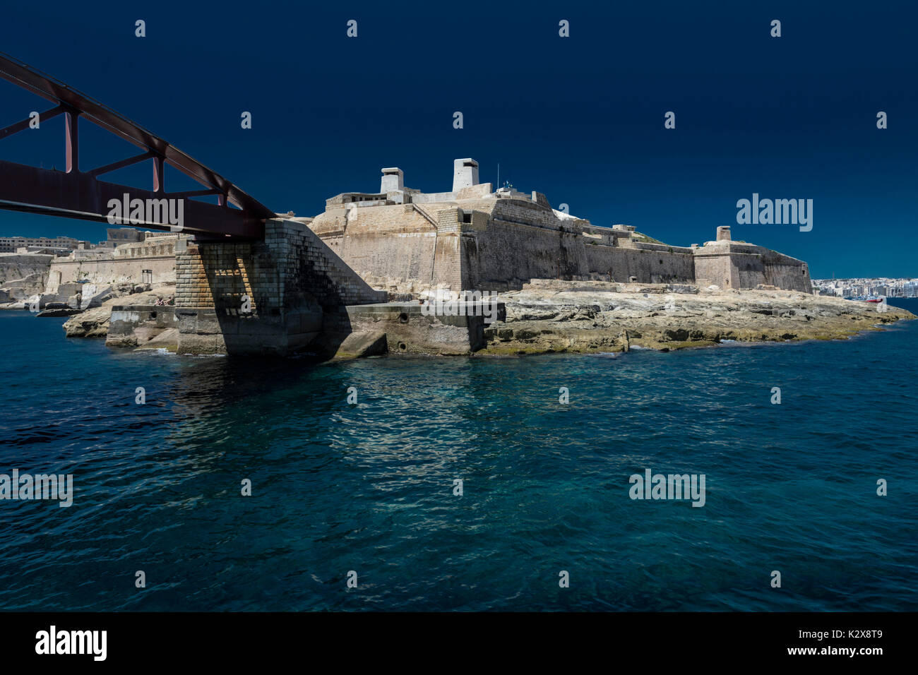 View of Fort St Elmo, Valletta, Malta, from entrance to Grand Harbour ...