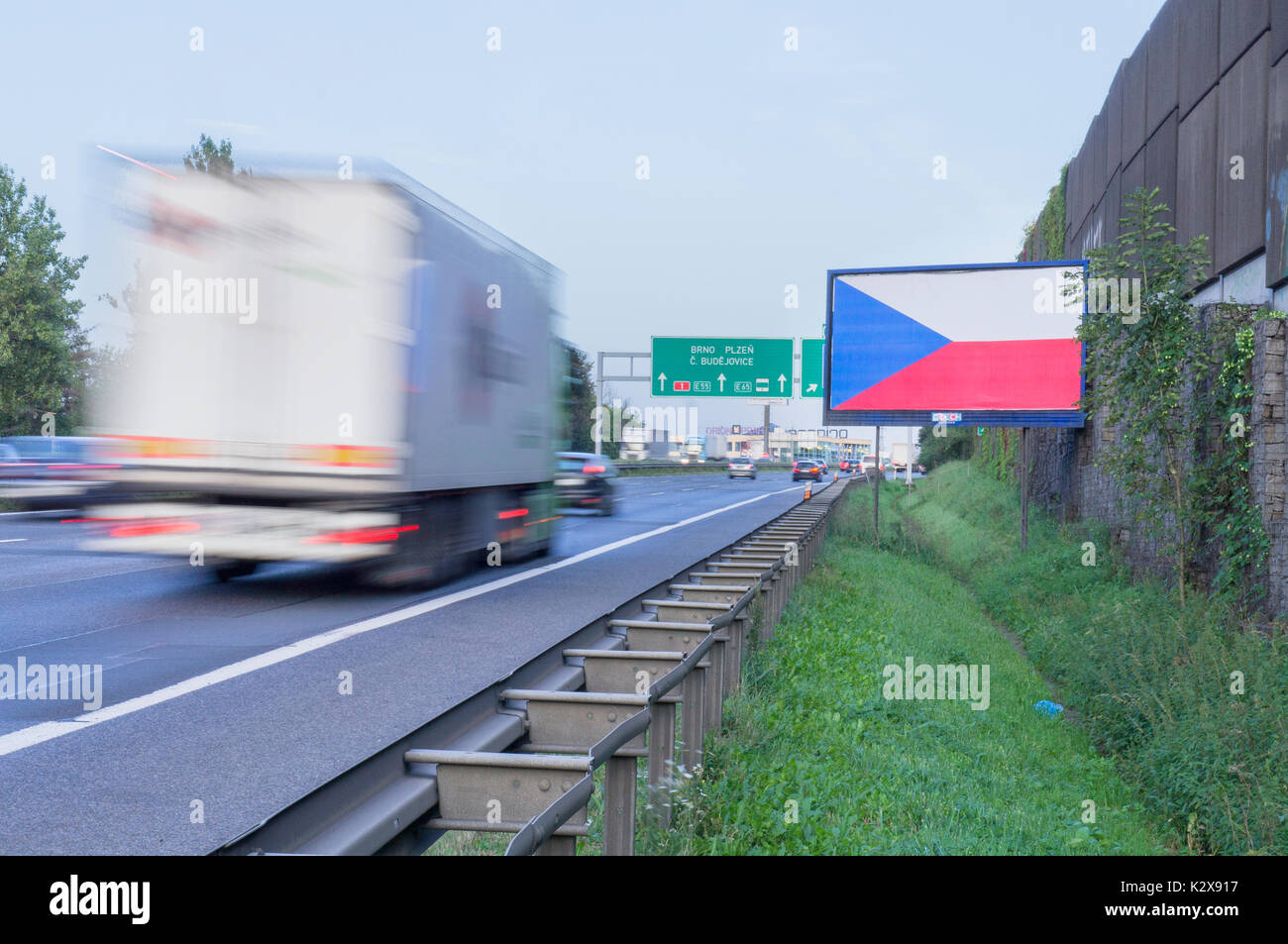 Billboard with the Czech flag, D1 motorway Stock Photo - Alamy
