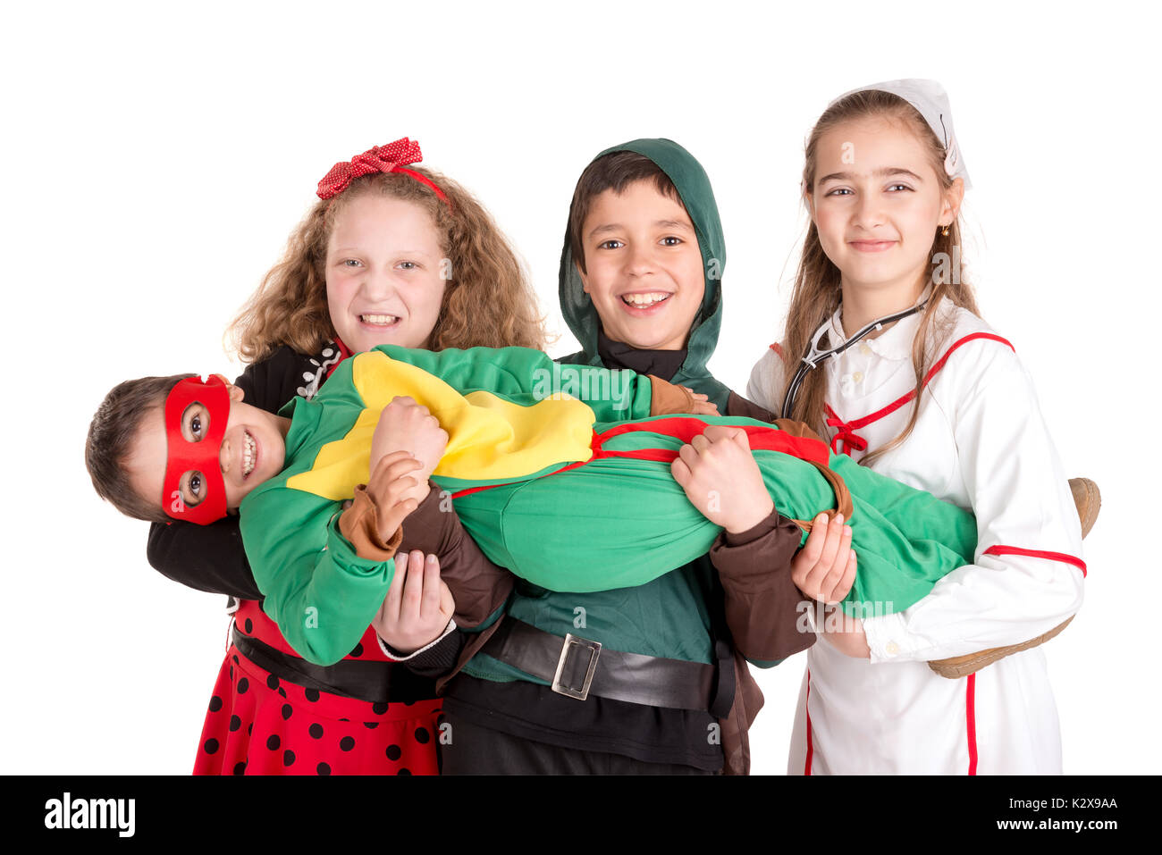 Group of kids in Halloween/Canaval costumes isolated Stock Photo - Alamy