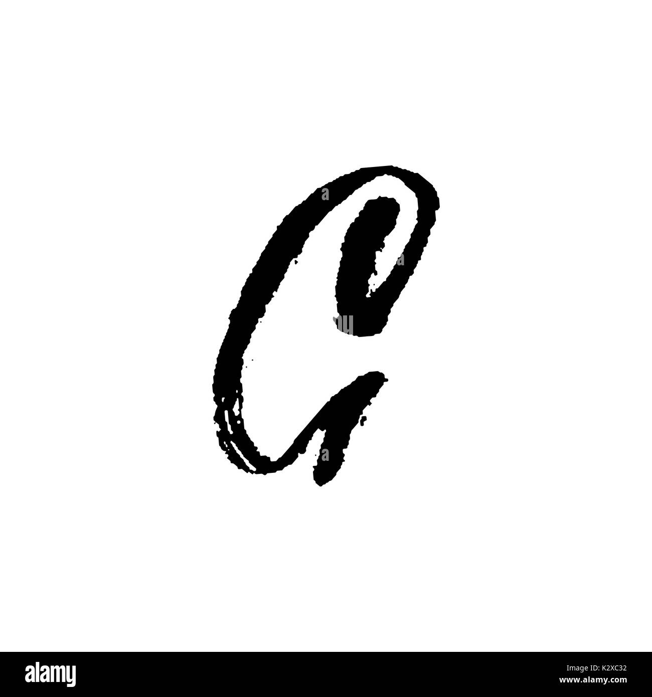 Letter G. Handwritten by dry brush. Rough strokes font. Vector ...