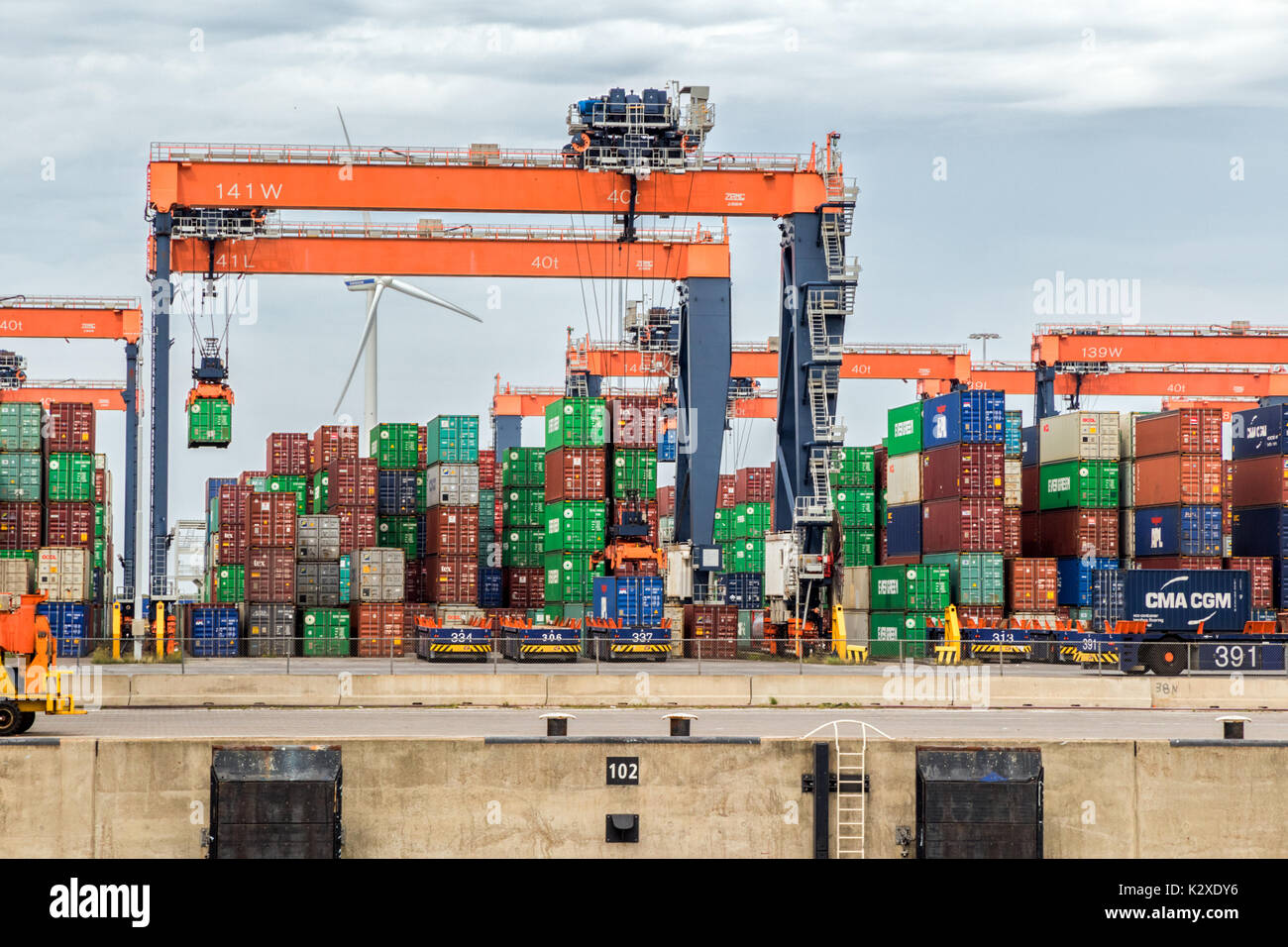 ROTTERDAM - AUG 23, 2017: Sea containers stacked in the Port of ...
