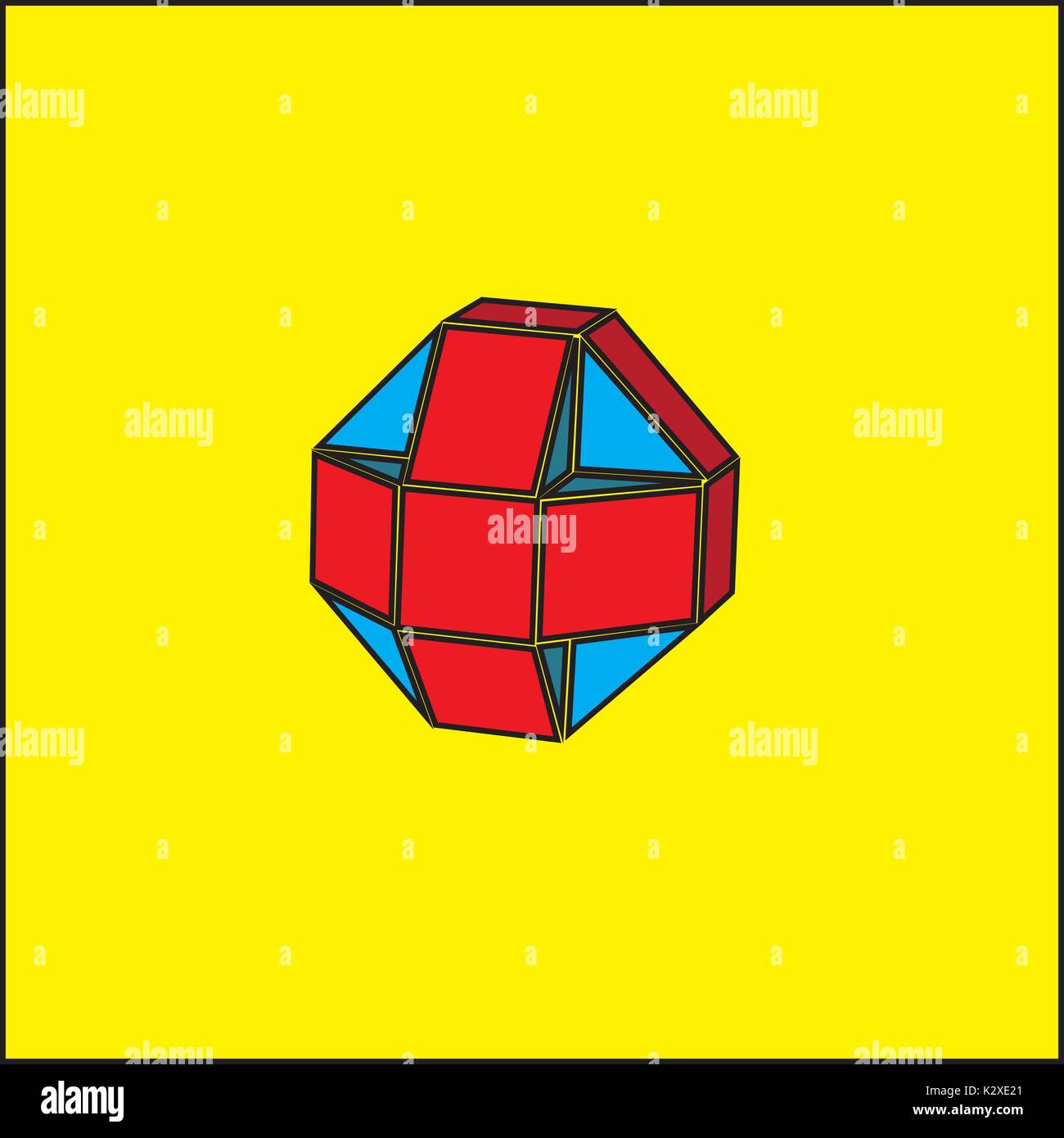 Volumetric geometric figure of a ball isolated in yellow background ...
