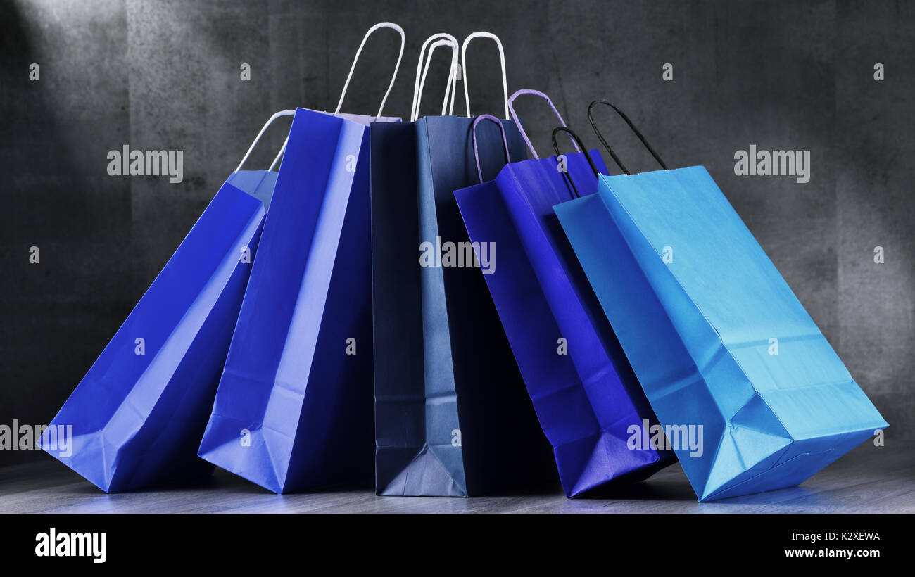 Blue carrier bags hi-res stock photography and images - Alamy