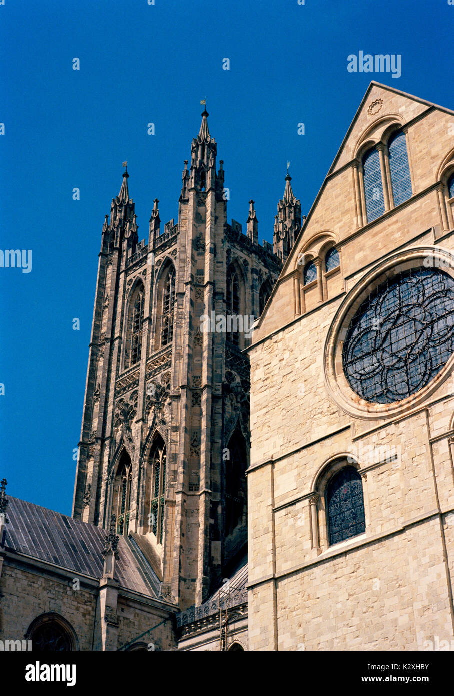 Central Tower or Bell Harry Tower of Canterbury Cathedral in City of ...