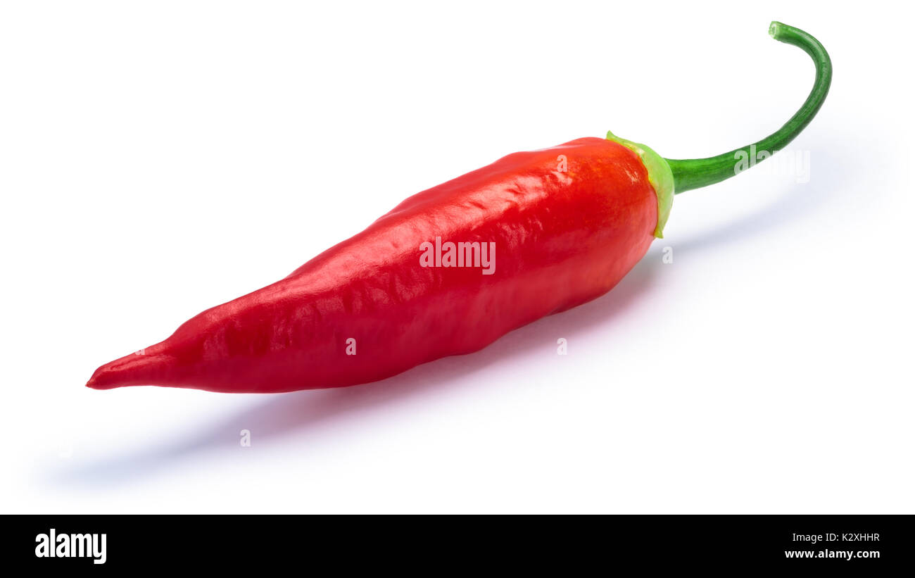 Aji Cristal pepper pod, ripe (Capsicum baccatum). Clipping paths ...