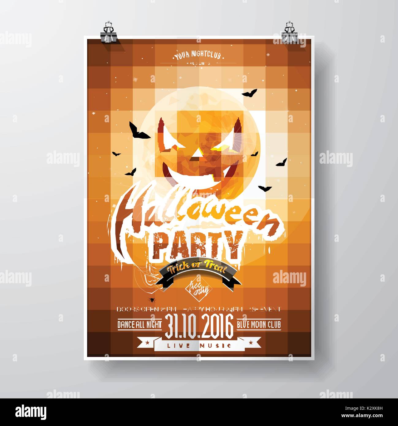 Vector Halloween Party Flyer Design with typographic elements and ...