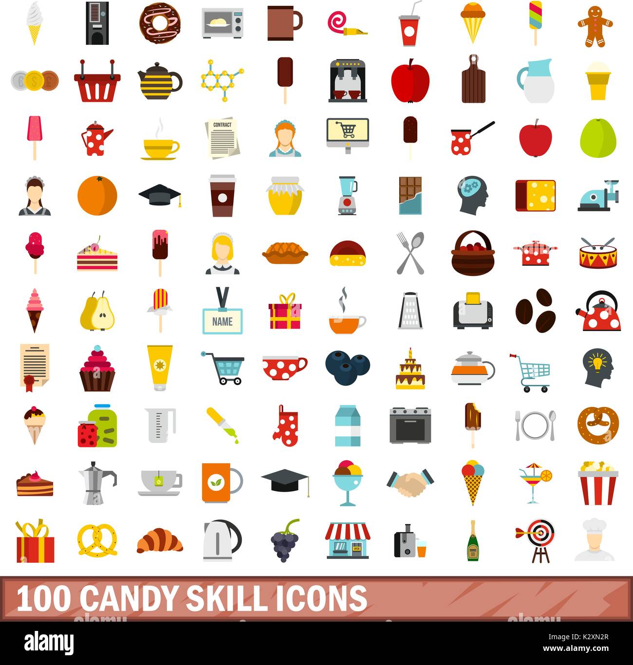100 candy skill icons set, flat style Stock Vector Image & Art - Alamy