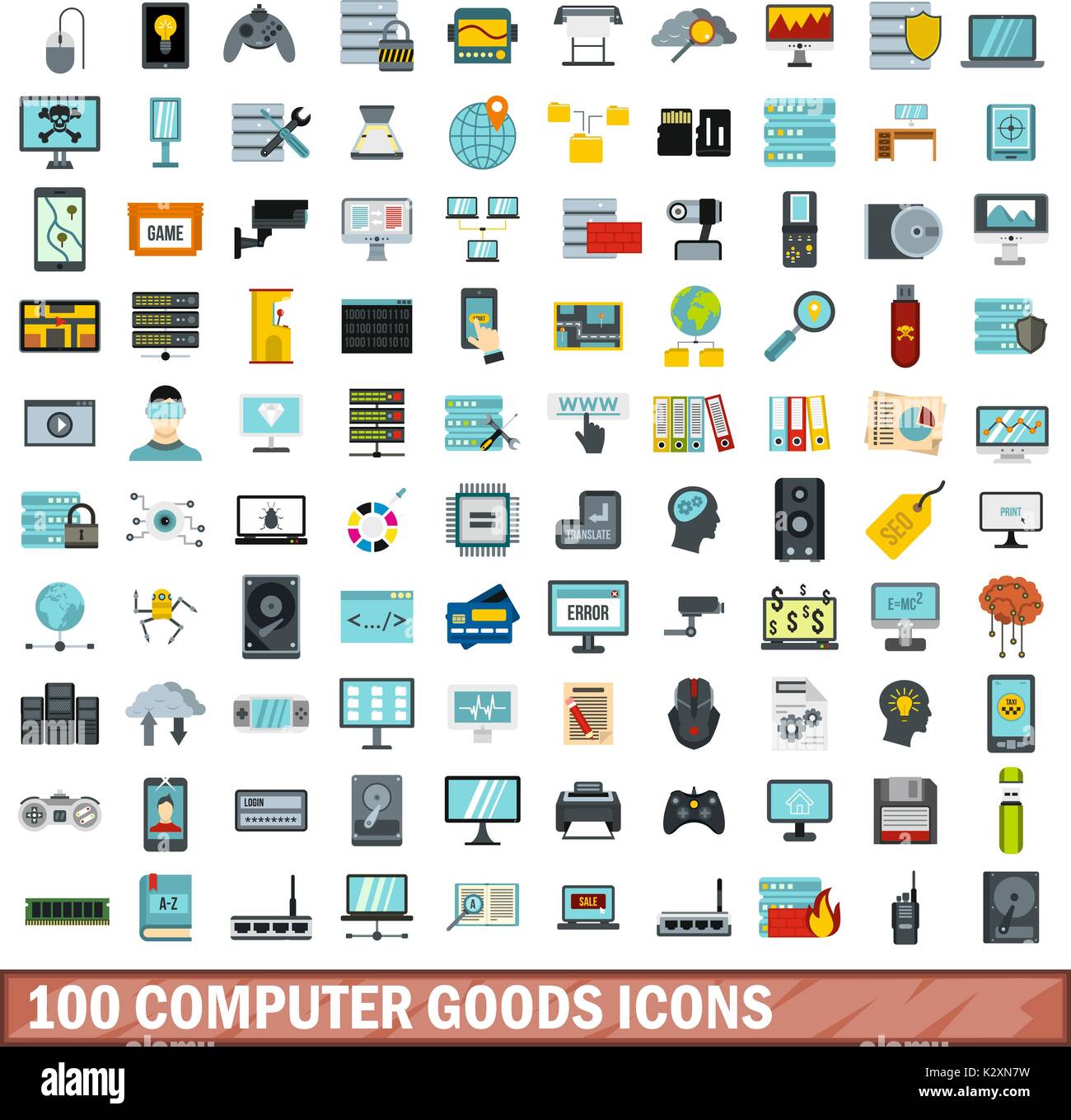 100 computer goods icons set, flat style Stock Vector Image & Art - Alamy