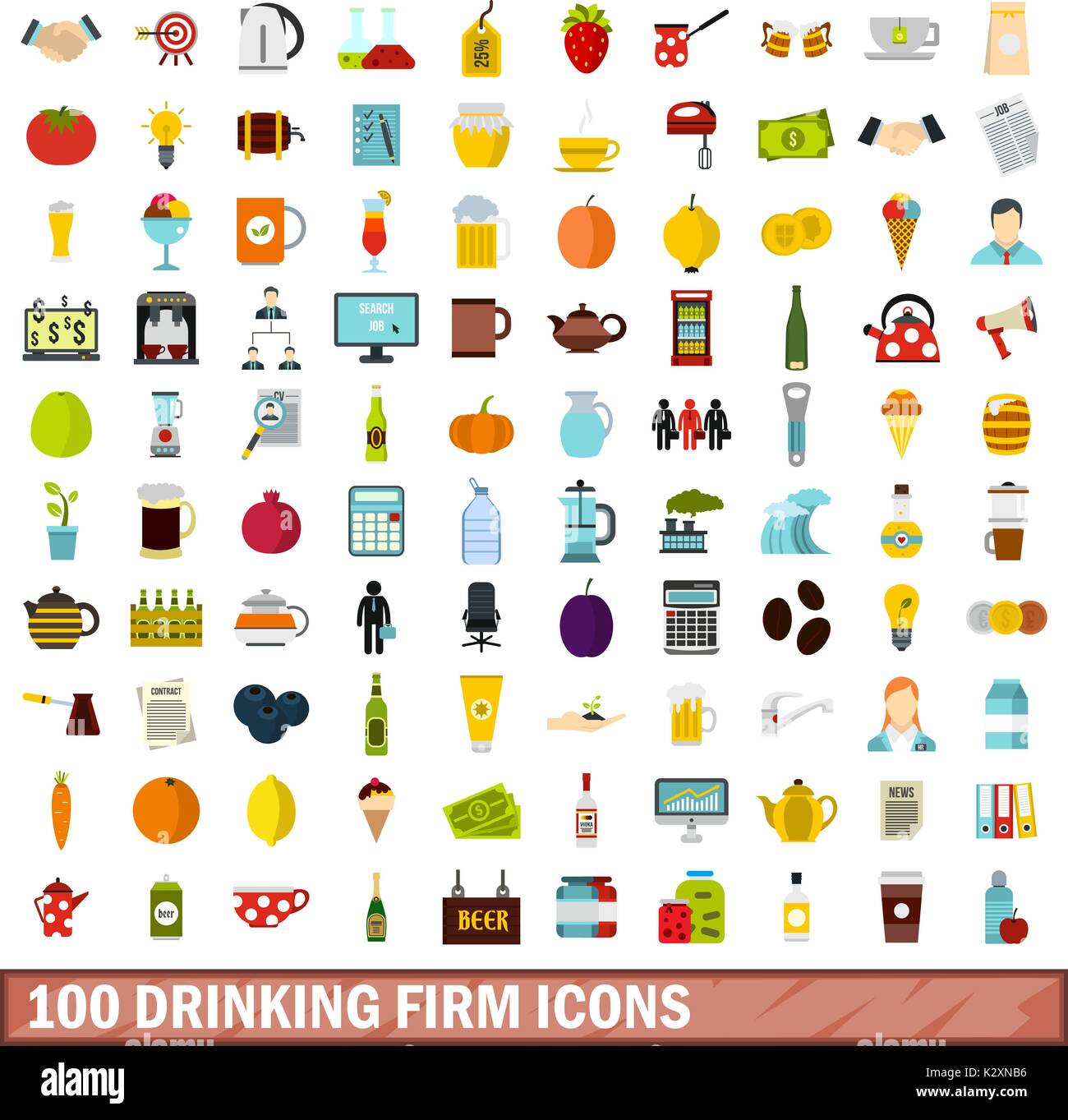 100 drinking firm icons set, flat style Stock Vector Image & Art - Alamy