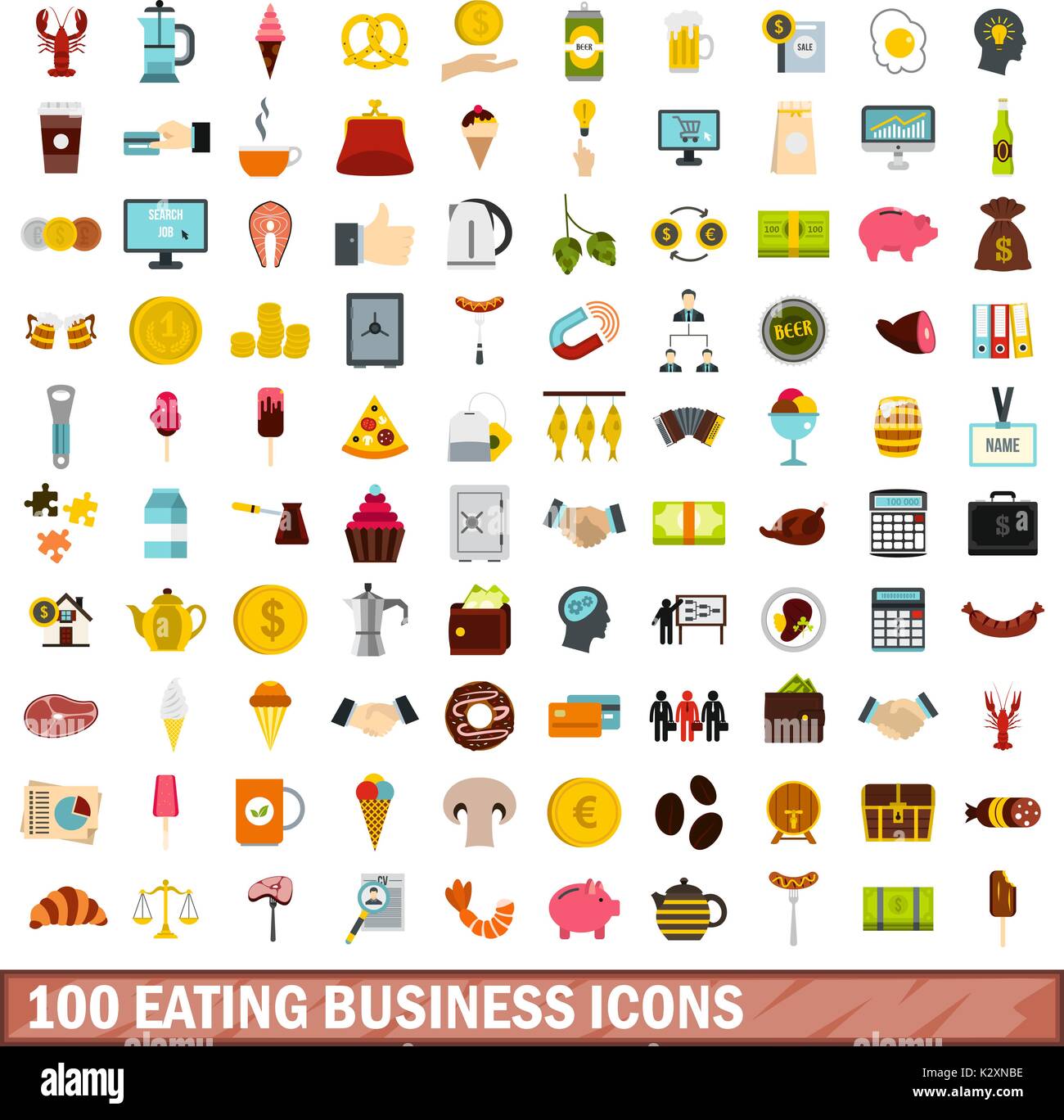 100 eating business icons set, flat style Stock Vector Image & Art - Alamy