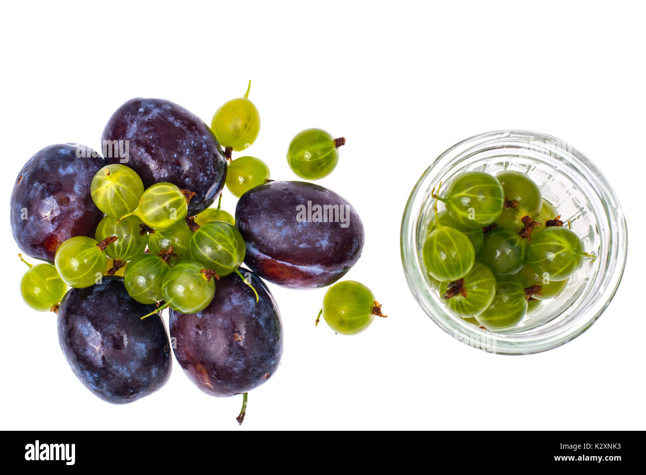 Healthy eating-gooseberry and plum. Studio Photo Stock Photo - Alamy
