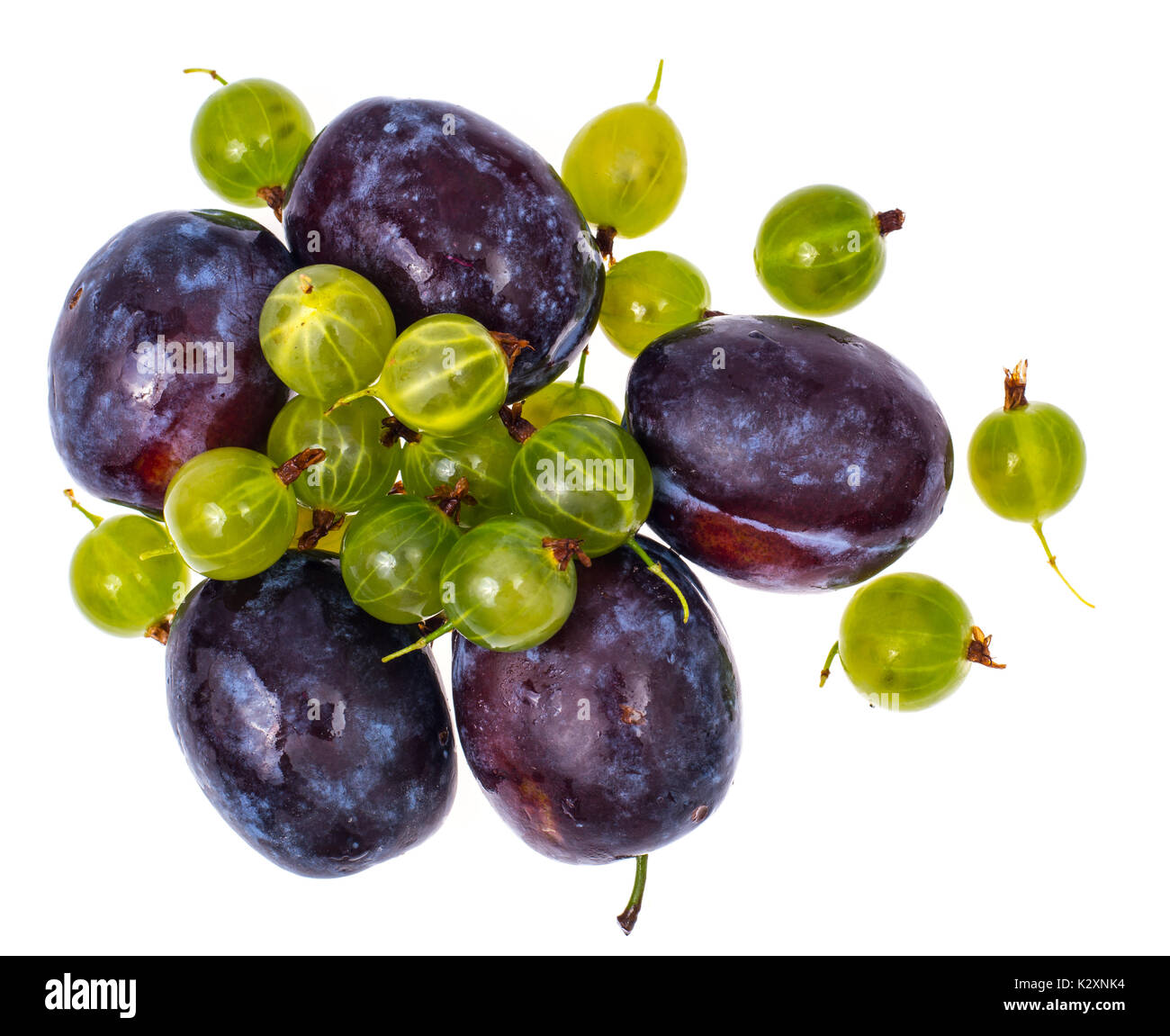 Healthy eating-gooseberry and plum. Studio Photo Stock Photo - Alamy