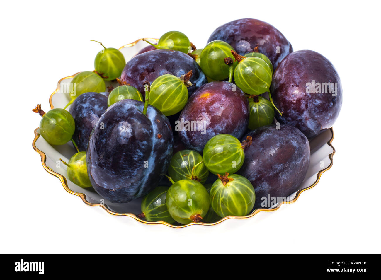 Healthy eating-gooseberry and plum. Studio Photo Stock Photo - Alamy