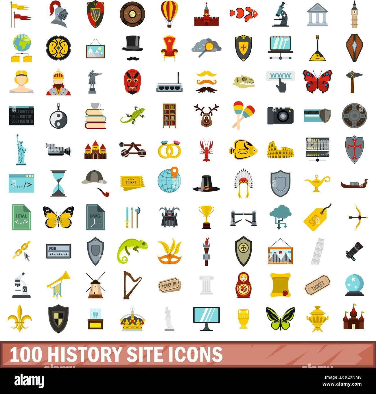 100 history site icons set, flat style Stock Vector Image & Art - Alamy
