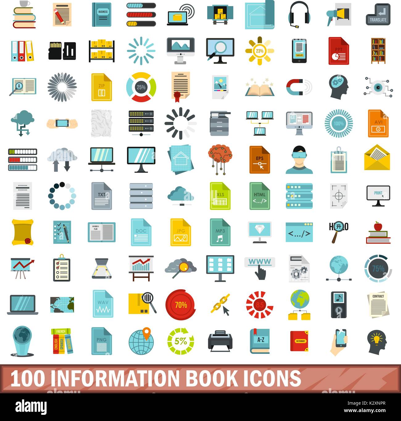 100 information book icons set, flat style Stock Vector Image & Art - Alamy