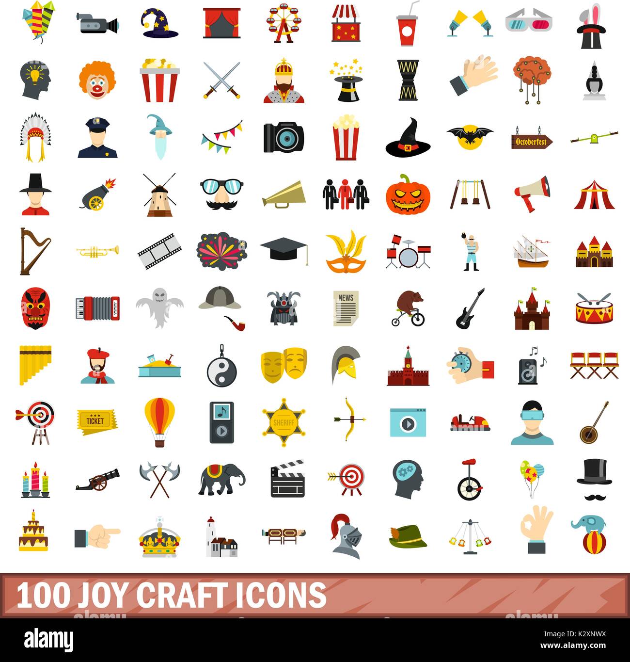 100 joy craft icons set, flat style Stock Vector Image & Art - Alamy