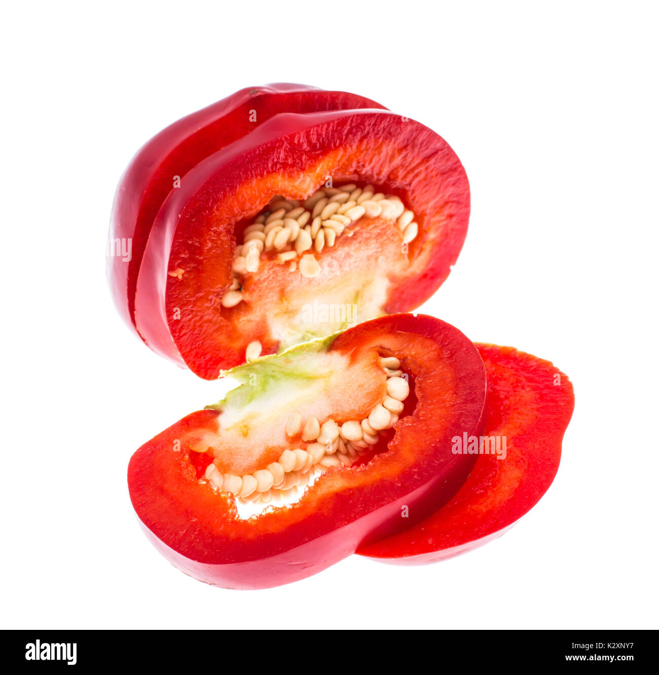 Red sweet chopped round pepper, isolated on white background. Studio ...
