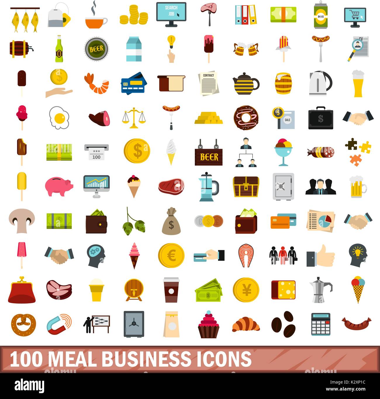 100 meal business icons set, flat style Stock Vector Image & Art - Alamy