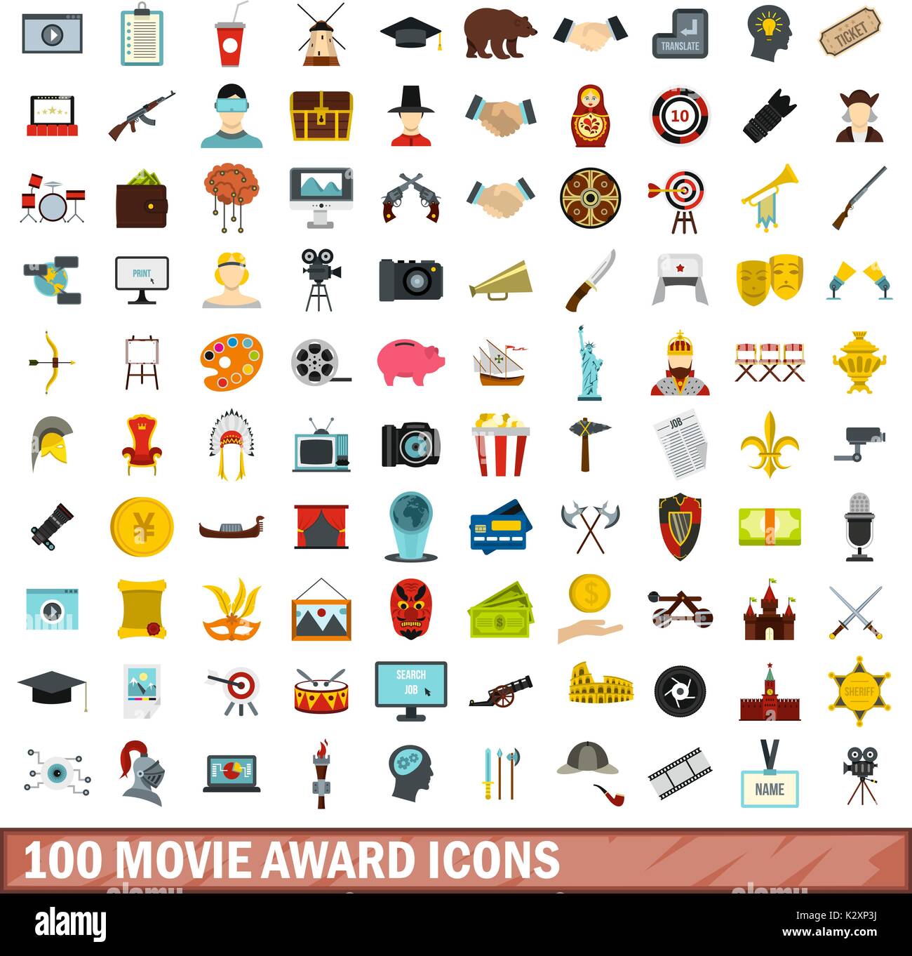 100 movie award icons set, flat style Stock Vector Image & Art - Alamy