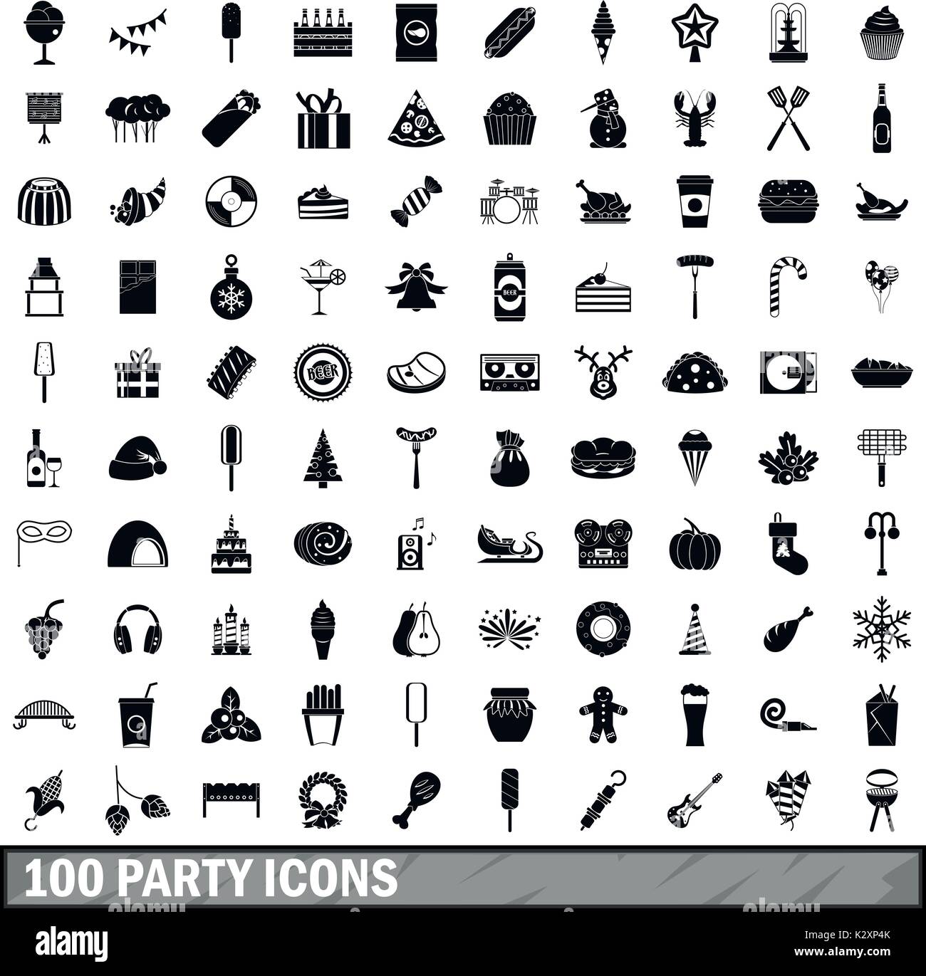 100 party icons set, simple style Stock Vector Image & Art - Alamy