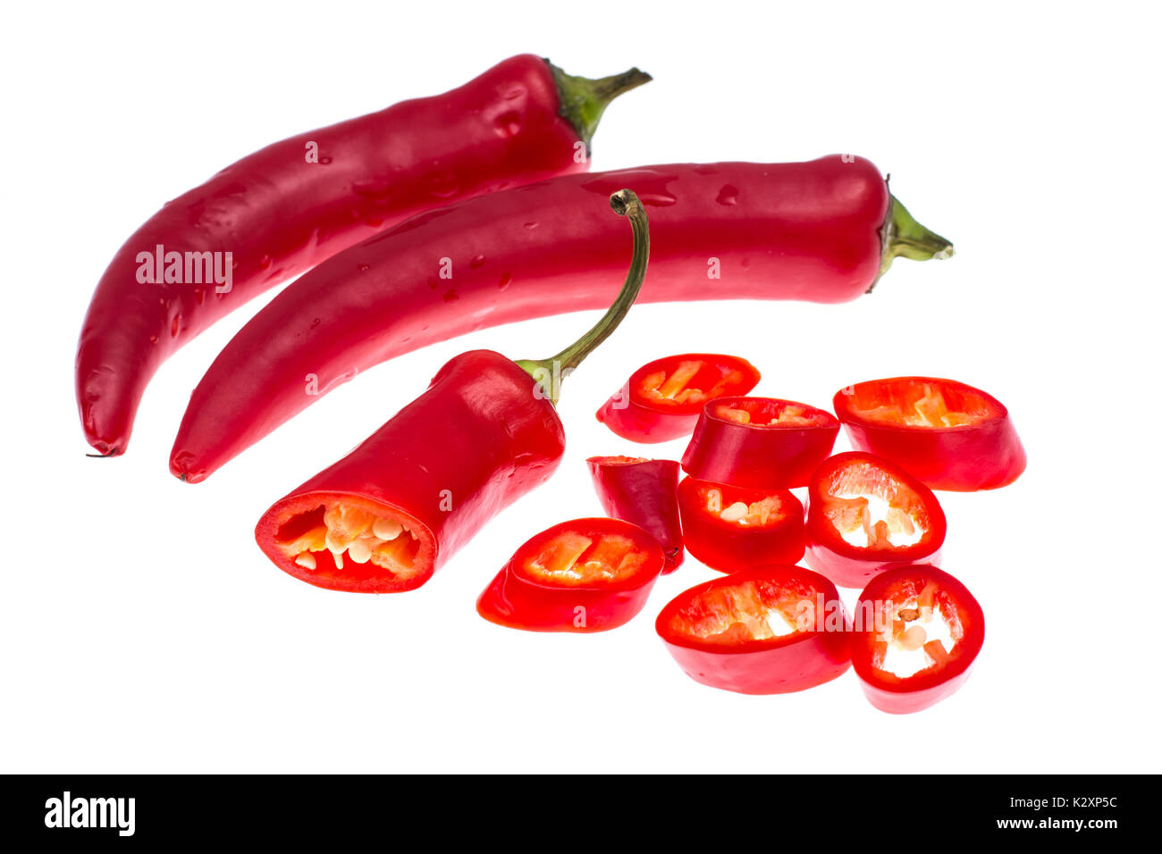 Chili red pepper pods isolated on white background. Studio Photo Stock ...