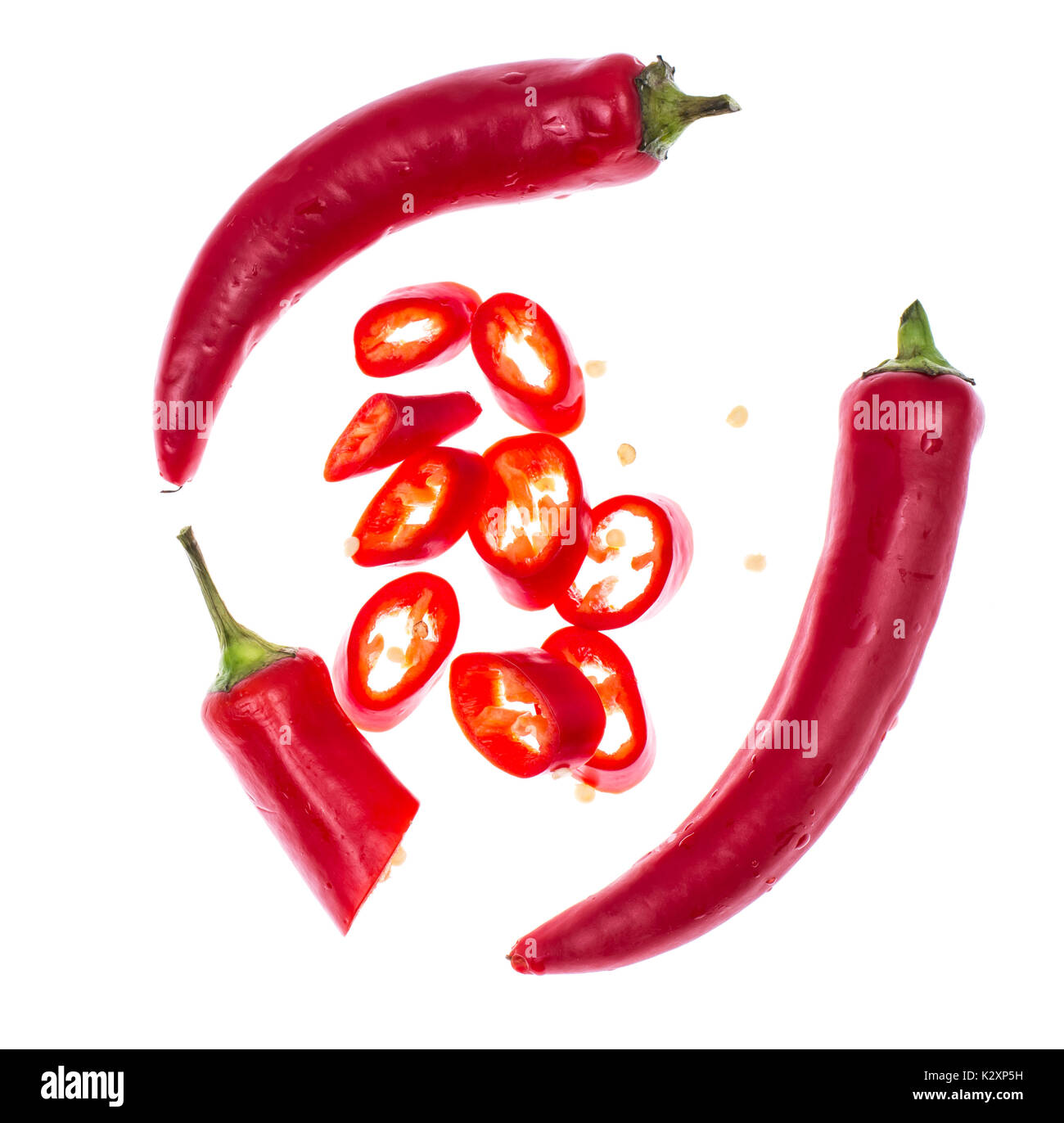 Chili red pepper pods isolated on white background. Studio Photo Stock ...