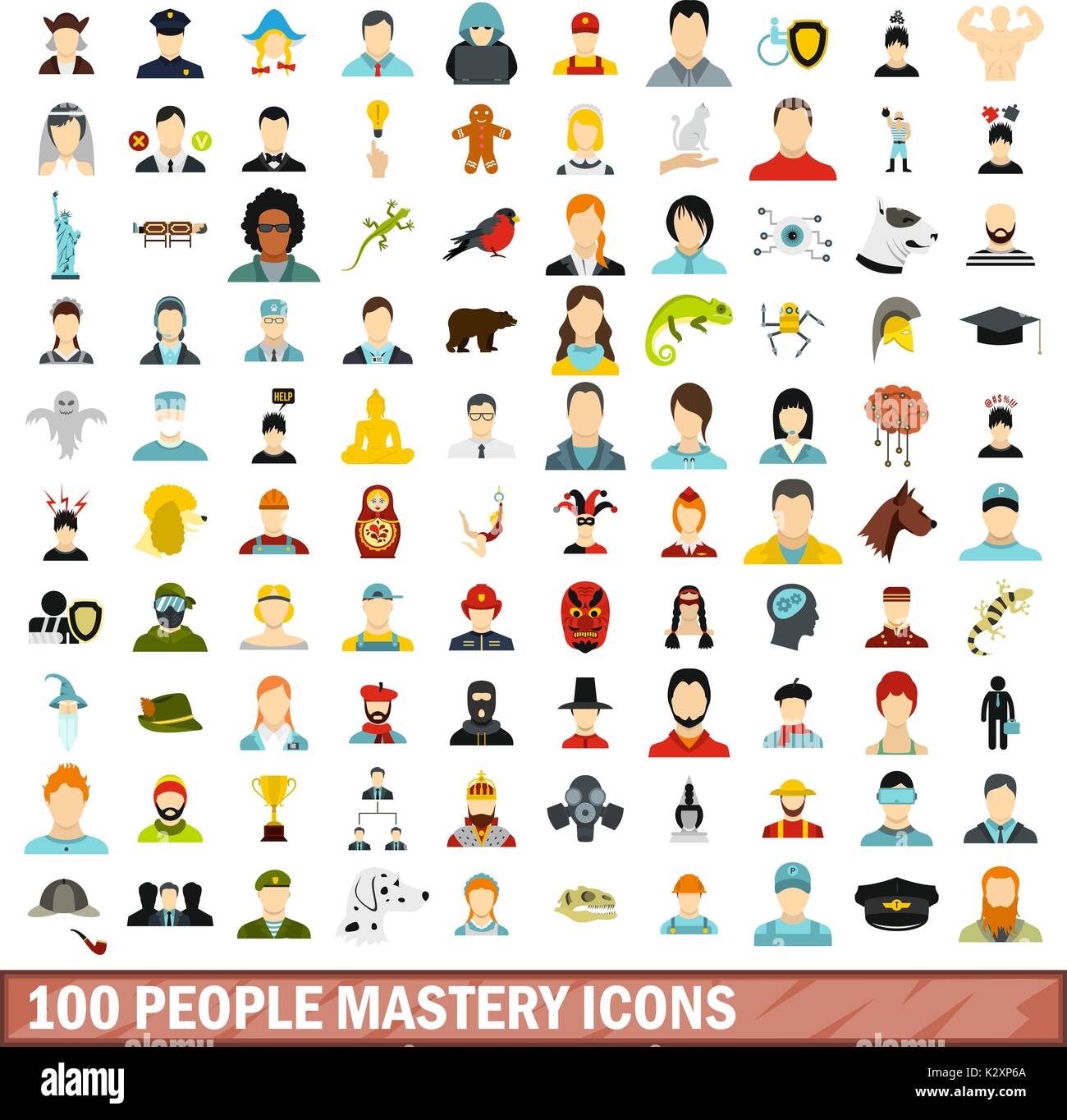 100 people mastery icons set, flat style Stock Vector Image & Art - Alamy