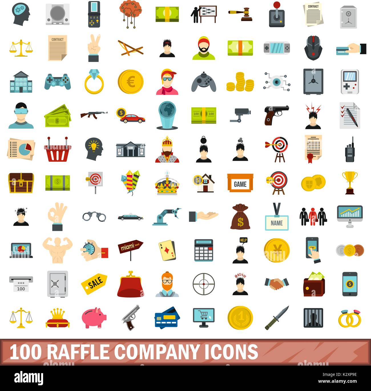 100 raffle company icons set, flat style Stock Vector Image & Art - Alamy