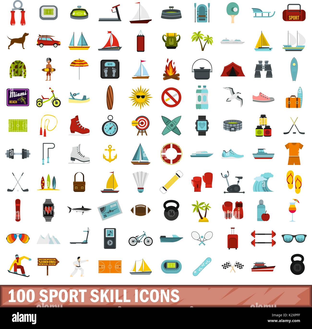 100 sport skill icons set, flat style Stock Vector Image & Art - Alamy