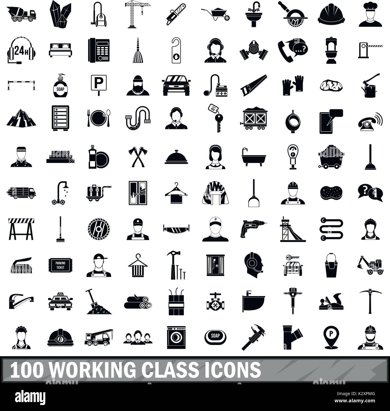 100 working class icons set, simple style Stock Vector Image & Art - Alamy