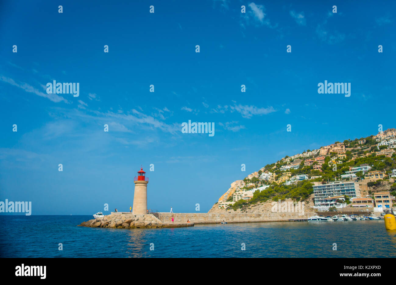 Beautiful view of Mallorca balearic islands, with a lighthouse and some ...