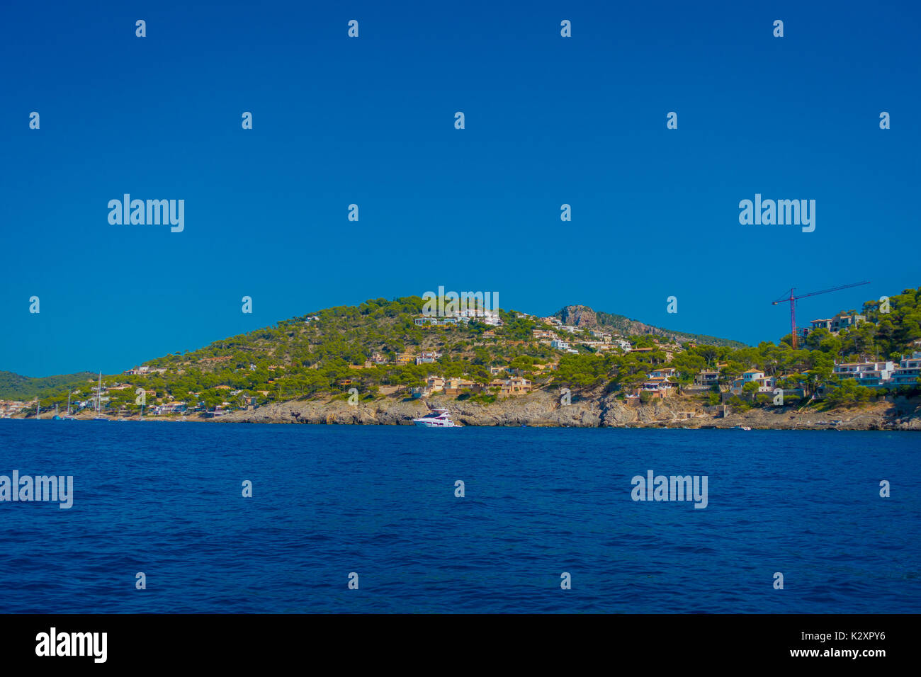 Beautiful view of Mallorca balearic islands, with some buildings in the ...