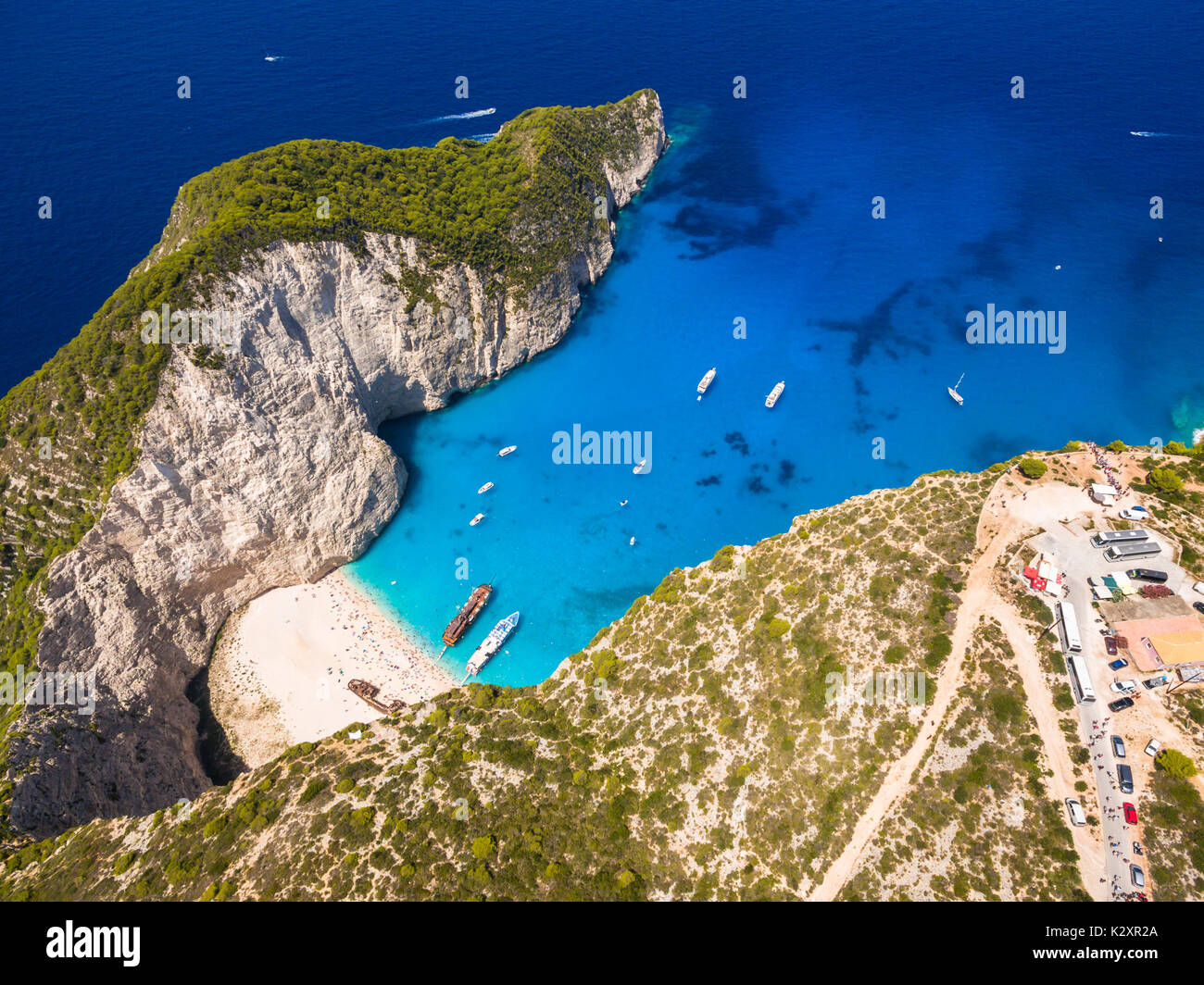 Aerial view of Navagio beach Shipwreck view in Zakynthos (Zante) island ...