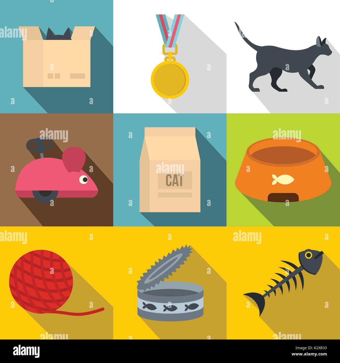 Cat care icon set, flat style Stock Vector Image & Art - Alamy