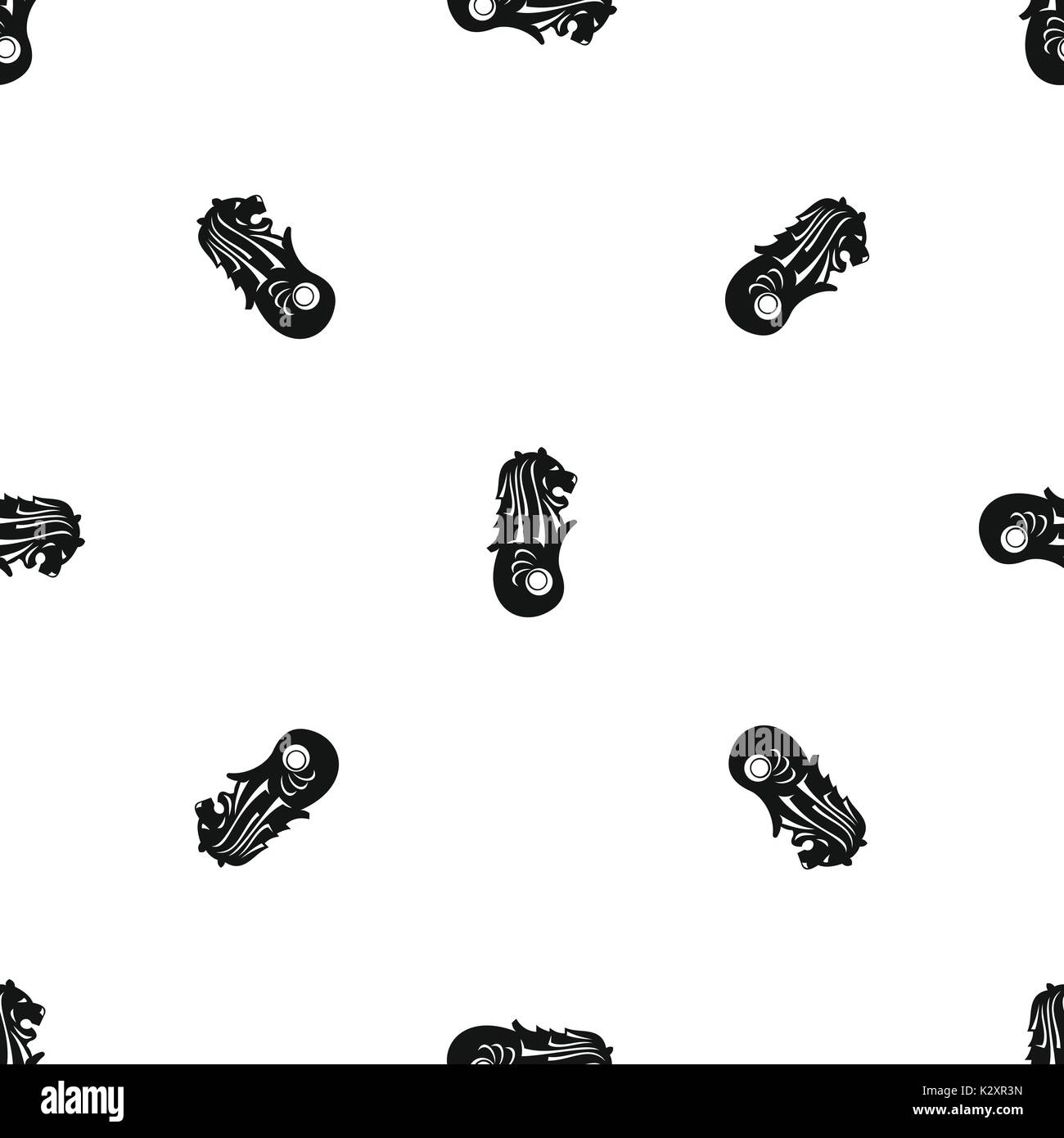 Merlion statue, Singapore pattern seamless black Stock Vector Image ...